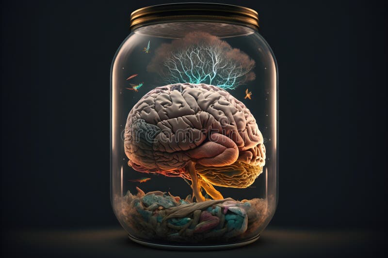 Beyond the Mind: AI Brain in a Jar Stock Illustration - Illustration of ...