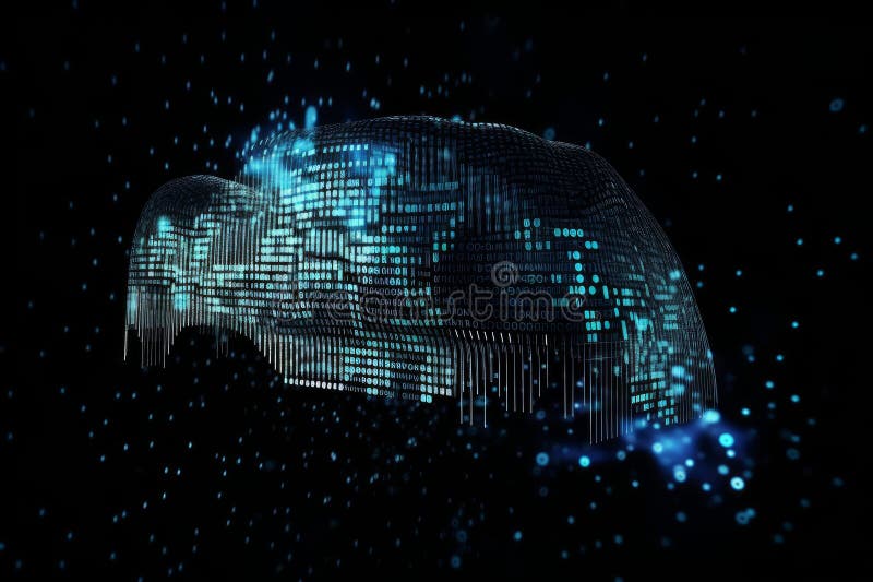 Binary Code Cloud: Futuristic High-Tech Artwork Stock Illustration ...