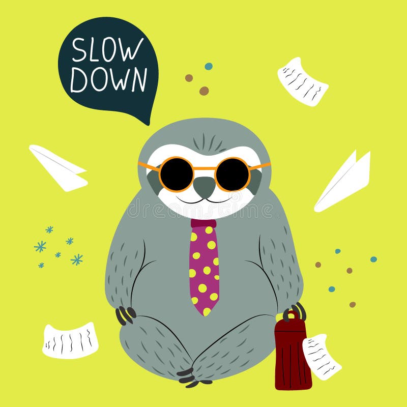 Cute Cartoon Sloth. Slow Down Stock Vector - Illustration of colorful ...
