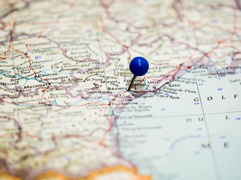 Pinned route on map stock image. Image of land, cartography - 9925087