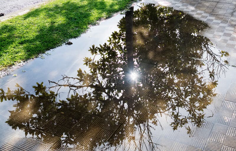 Bezinning Van De Zon in Een Vulklei Na De Regen Stock Afbeelding ...