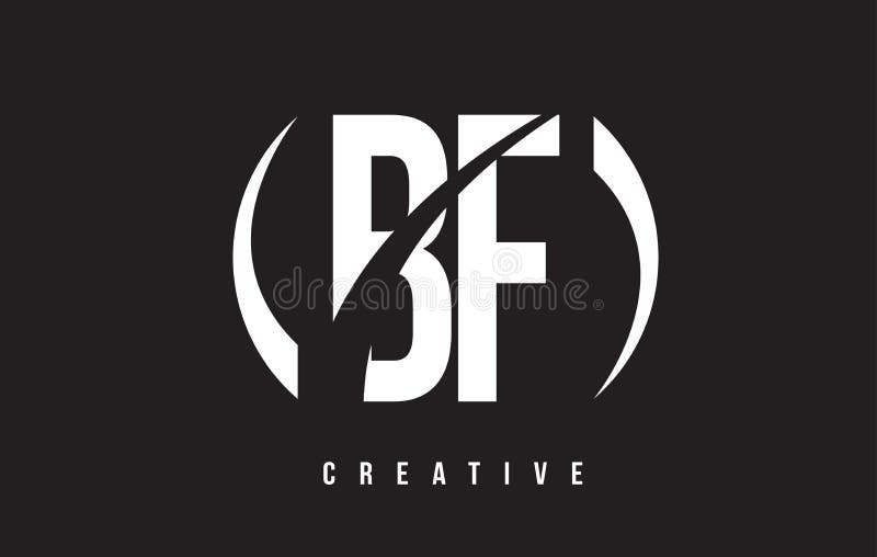 BF B F White Letter Logo Design with Black Background. Stock Vector ...