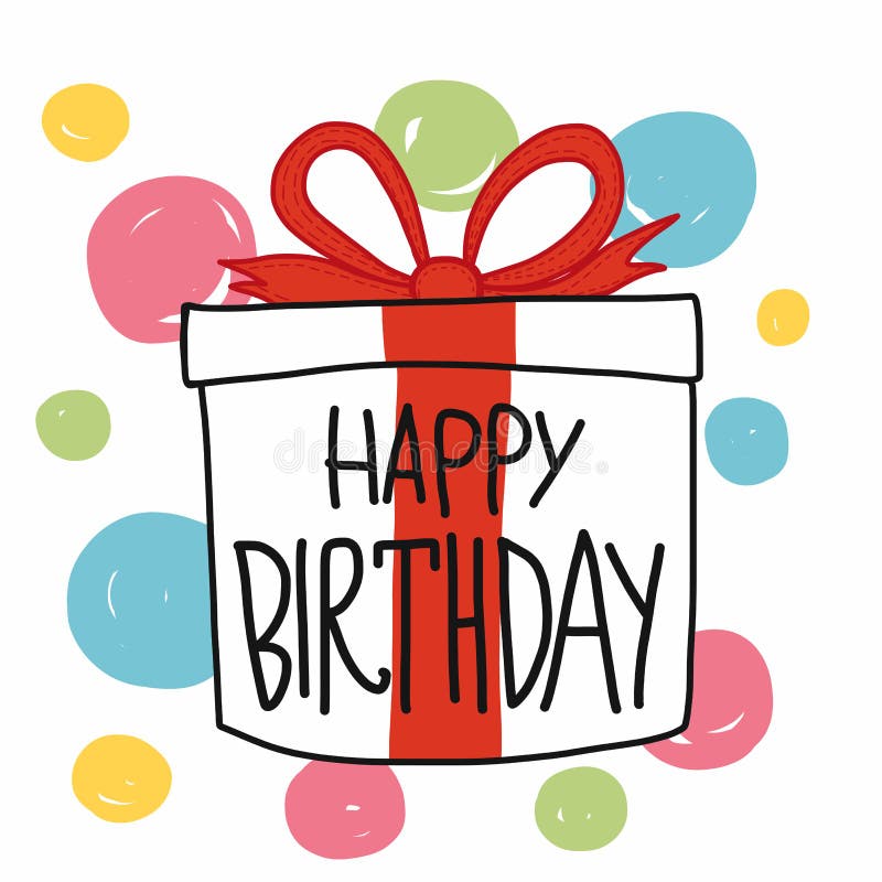 Happy Birthday Gift Box Colorful Polka Dot Cartoon Vector Illustration ...