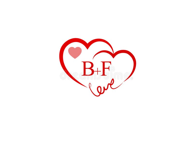 BF Initial Heart Shape Red Colored Logo. Stock Vector - Illustration of ...