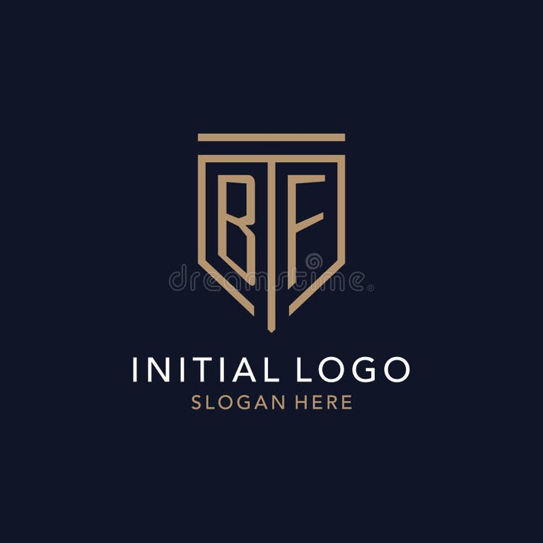 BF Initial Logo Monogram with Simple Luxury Shield Icon Design Stock ...