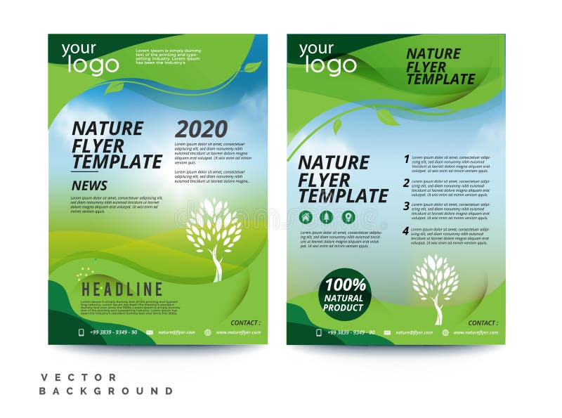 Eco Book Cover Template with Nature Concept Stock Vector - Illustration ...