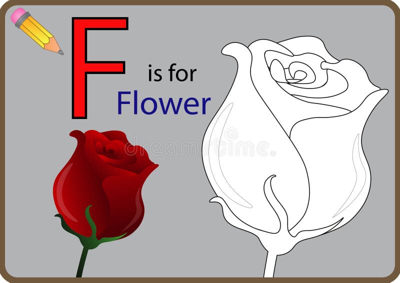 F for Flower stock illustration. Illustration of printable - 362772827