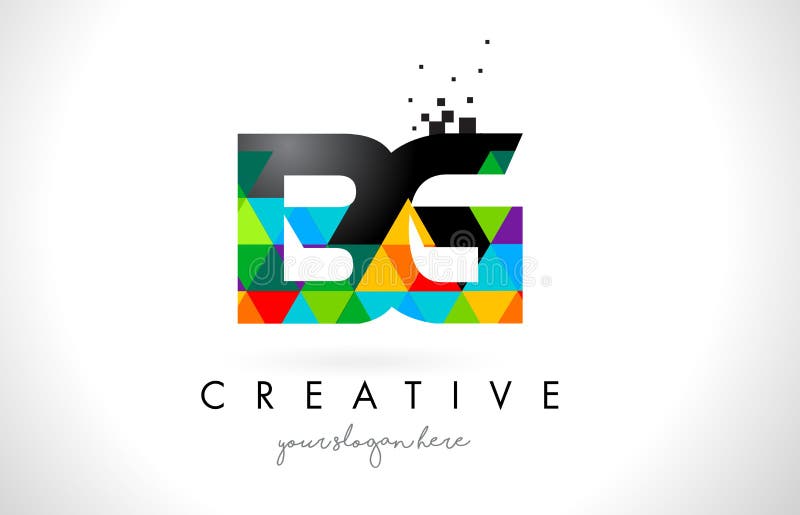 BG B G Letter Logo with Colorful Triangles Texture Design Vector Stock ...