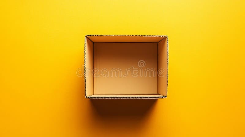 The Bg Features an Empty Cardboard Box on a Yellow Background, with a ...