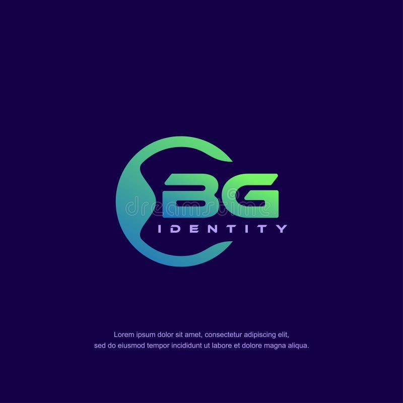 BG Initial Letter Circular Line Logo Template Vector with Gradient ...