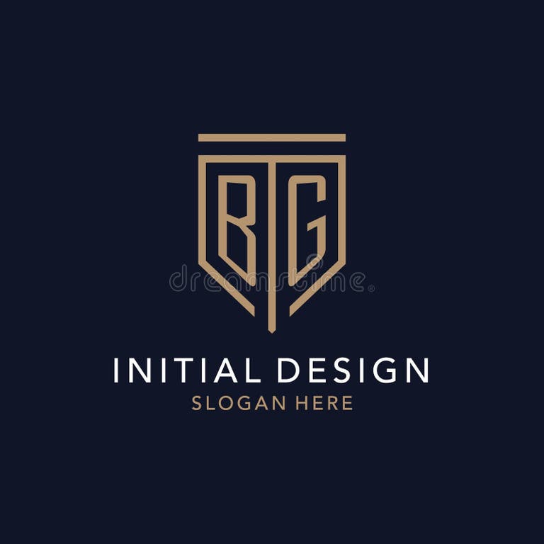 BG Initial Logo Monogram with Simple Luxury Shield Icon Design Stock ...
