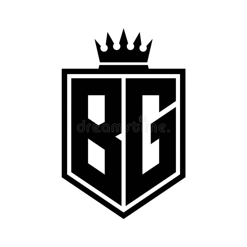 BG Logo Monogram Bold Shield Geometric Shape with Crown Outline Black ...