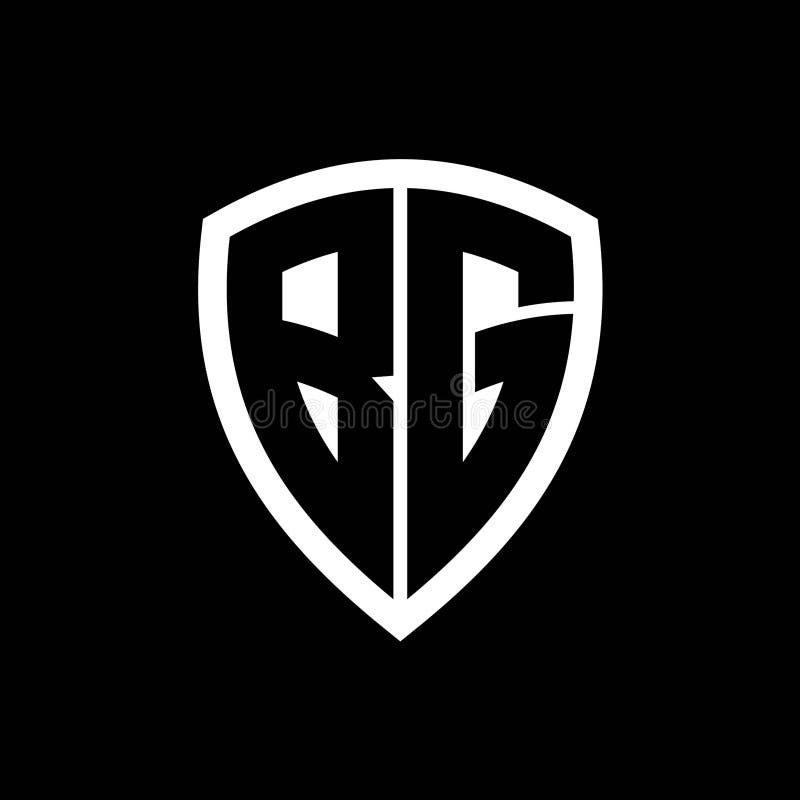BG Monogram Logo with Bold Letters Shield Shape with Black and White ...