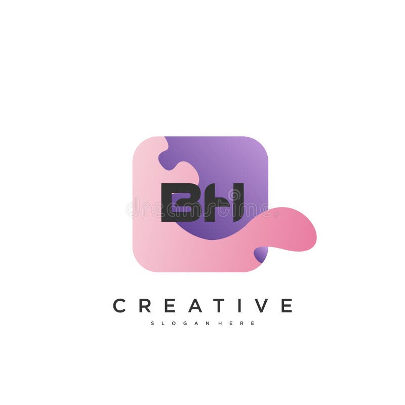 BH Initial Letter Logo Icon Design Template Elements with Wave Colorful ...