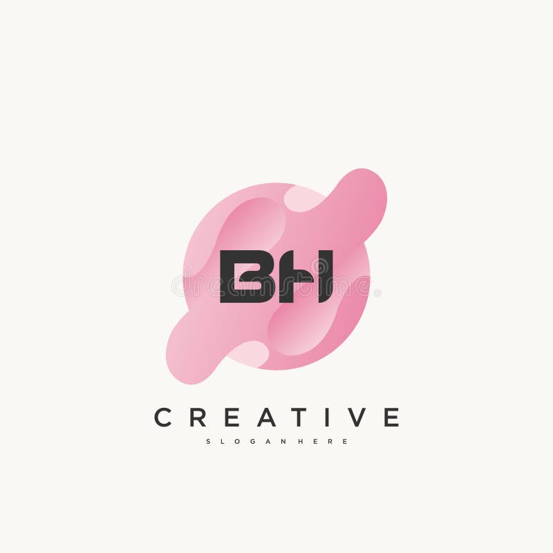 BH Initial Letter Logo Icon Design Template Elements with Wave Colorful ...