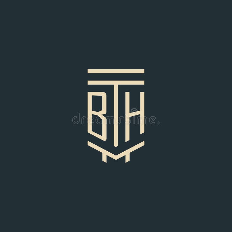 BH Initial Monogram with Simple Line Art Pillar Logo Designs Stock ...
