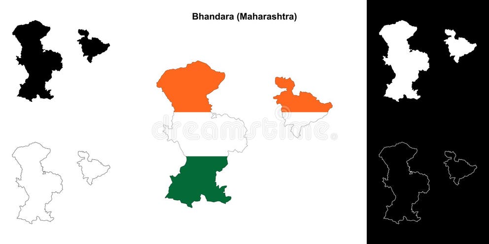 Bhandara outline map stock vector. Illustration of india - 368831573