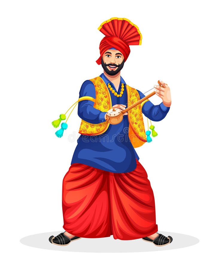 Punjabi Bhangra Dancer Performing with Ektara or Tumbi Traditional ...