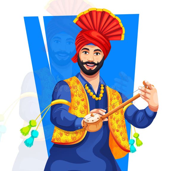 Vector Illustration of Sikh Man Performing Bhangra with Traditional ...