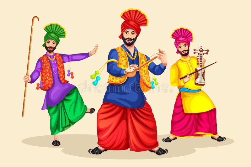 Group of Punjabi Bhangra Dancers with Bhangra Traditional Props ...