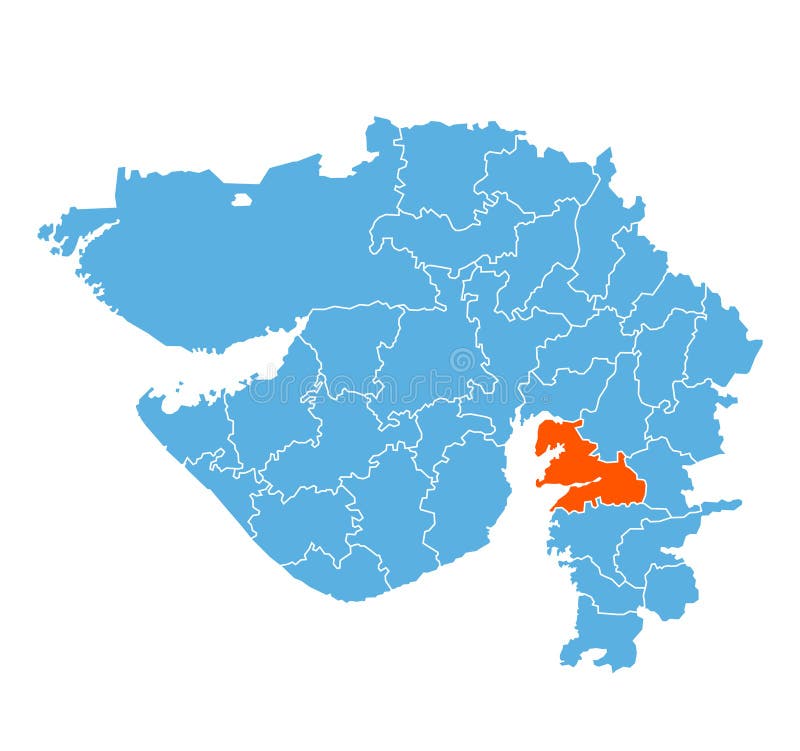 Bharuch District Highlighted on Gujarat State Map, India Stock ...