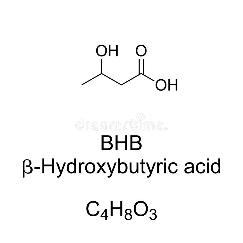 BHB, Beta-Hydroxybutyric Acid, Chemical Formula and Skeletal Structure ...