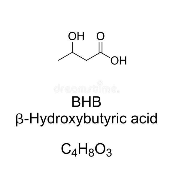 BHB, Beta-Hydroxybutyric Acid, Chemical Formula and Skeletal Structure ...