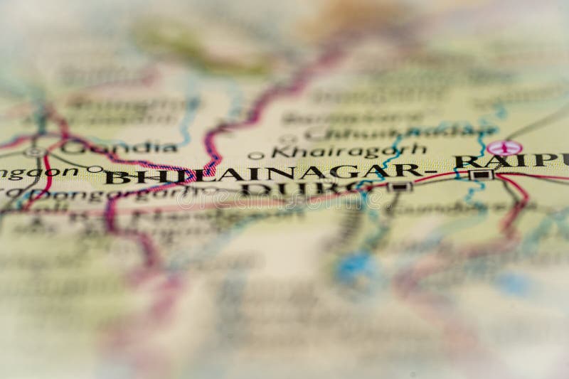 Bhilai Nagar, India Highlighted on a World Map Stock Photo - Image of ...