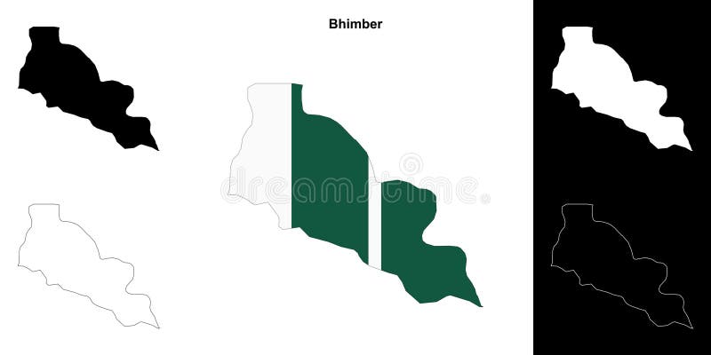 Bhimber outline map stock vector. Illustration of detailed - 371577660