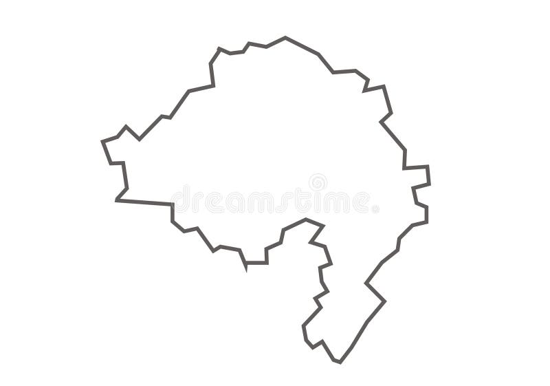 Bhind District of Madhya Pradesh Outline Map on a White Background ...