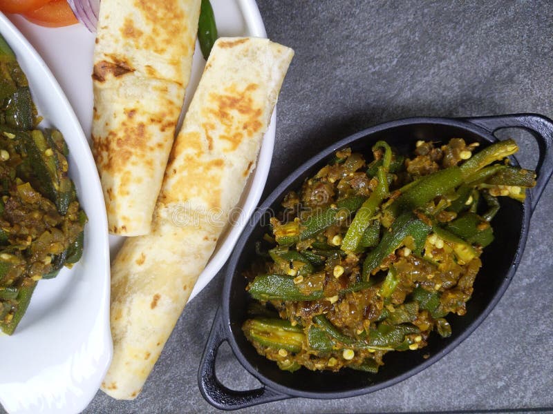 Bhindi Masala or Stuffed Bhindi or Okra, an Indian Vegetable on a Plate ...