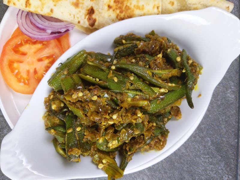 Bhindi Masala or Stuffed Bhindi or Okra, an Indian Vegetable on a Plate ...