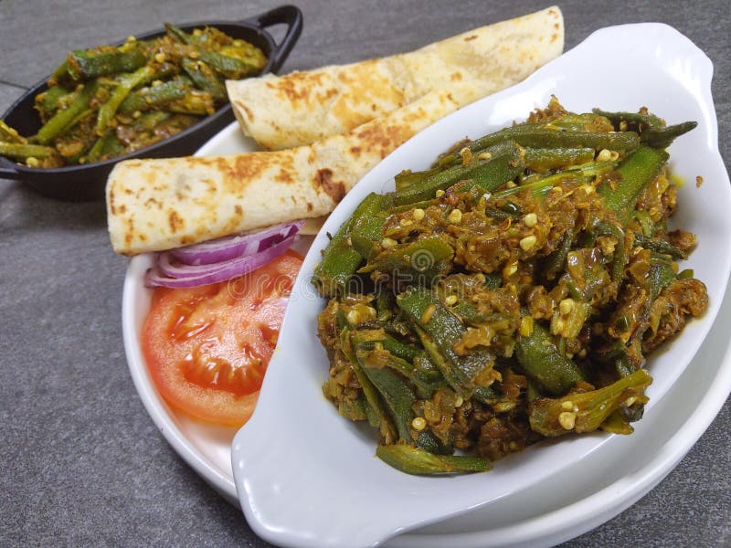 Bhindi Masala or Stuffed Bhindi or Okra, an Indian Vegetable on a Plate ...