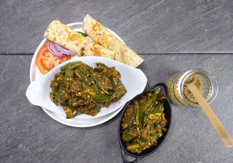 Bhindi Masala or Stuffed Bhindi or Okra, an Indian Vegetable on a Plate ...