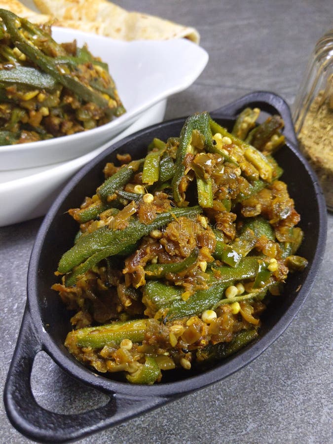 Bhindi Masala or Stuffed Bhindi or Okra, an Indian Vegetable on a Plate ...