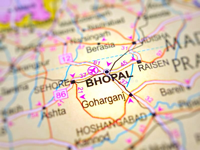 Bhopal on a Map of India with Blur Effect Stock Photo - Image of famous ...