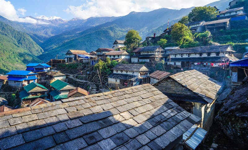 Bhujung ,gurung Village from Lamjung Stock Image - Image of slate ...