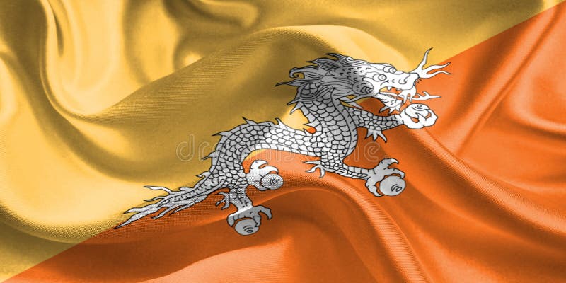 Bhutan Flag. Flag of Bhutan. Waving Bhutan Flags Stock Illustration ...