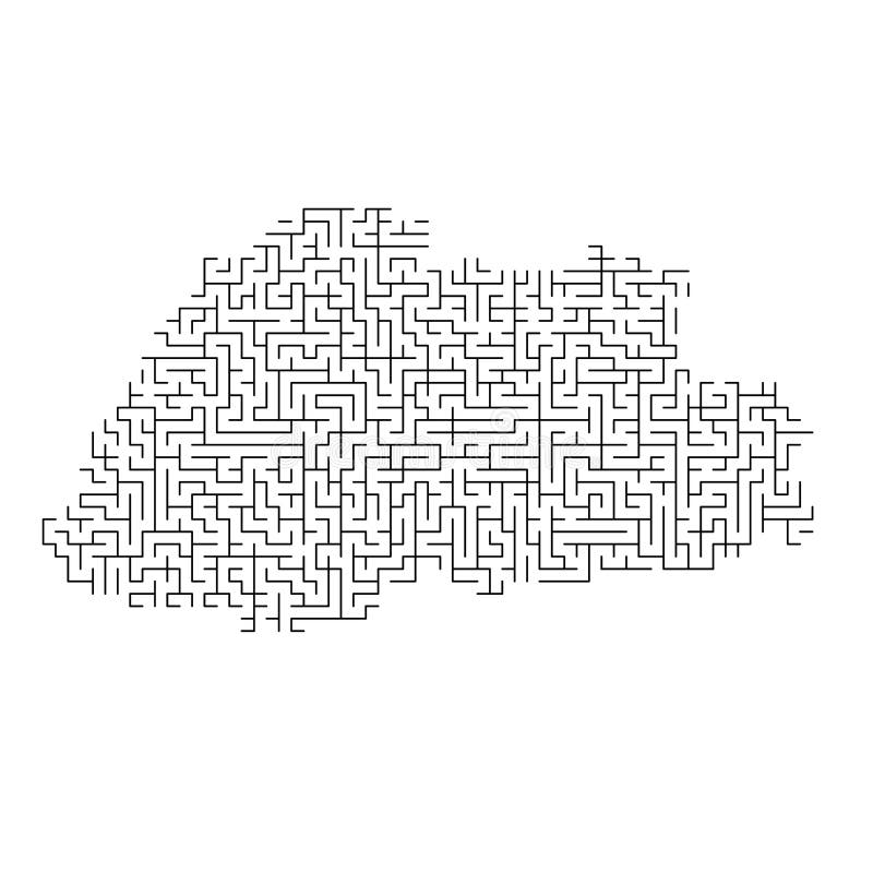 Bhutan Map from Black Pattern of the Maze Grid. Vector Illustration ...