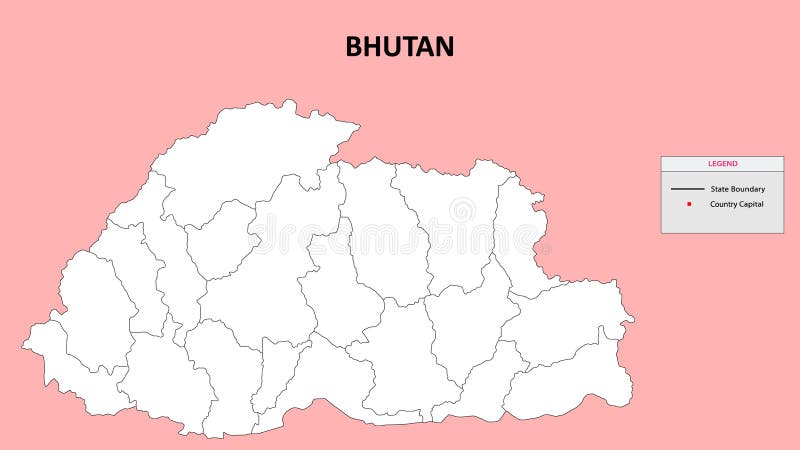 Bhutan Map. Outline State Map of Bhutan Stock Vector - Illustration of ...