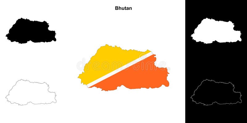Bhutan outline map stock vector. Illustration of geography - 323783312