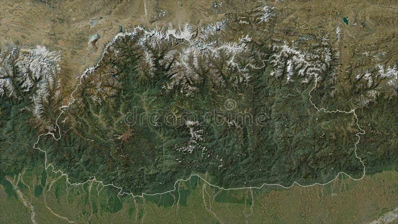 Bhutan Outlined. High-res Satellite Stock Illustration - Illustration ...