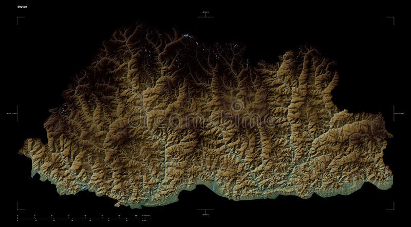 Bhutan Shape on Black. Physical Stock Illustration - Illustration of ...