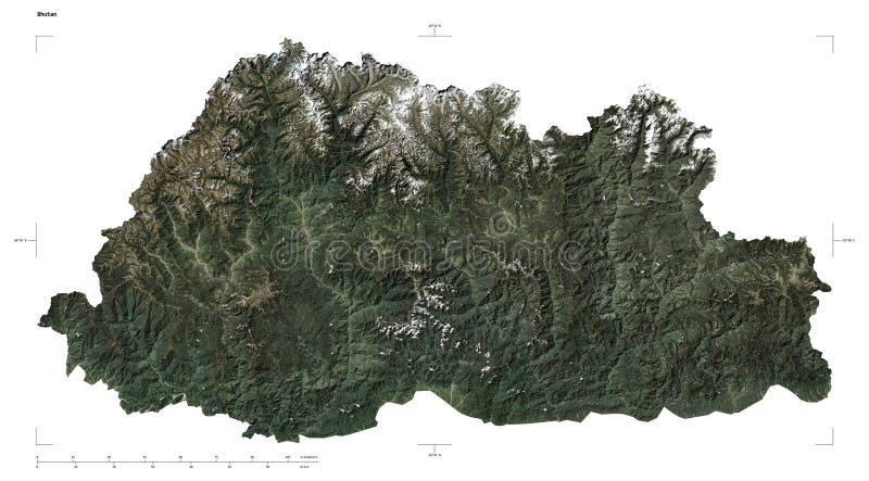Bhutan Shape on White. Low-res Satellite Stock Illustration ...