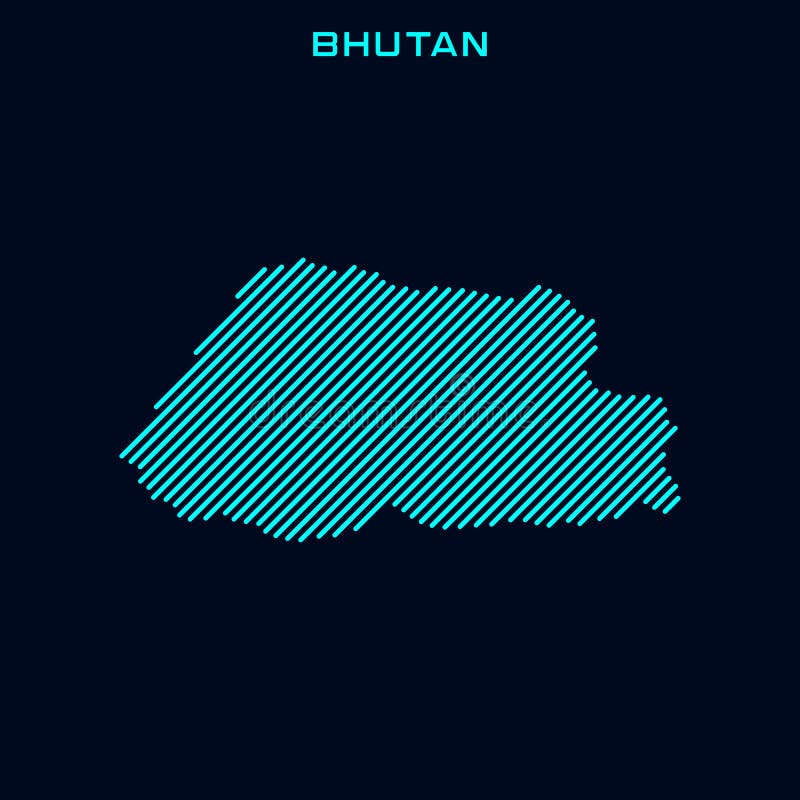 Bhutan Striped Map Vector Design Template with Blue Background. Stock ...