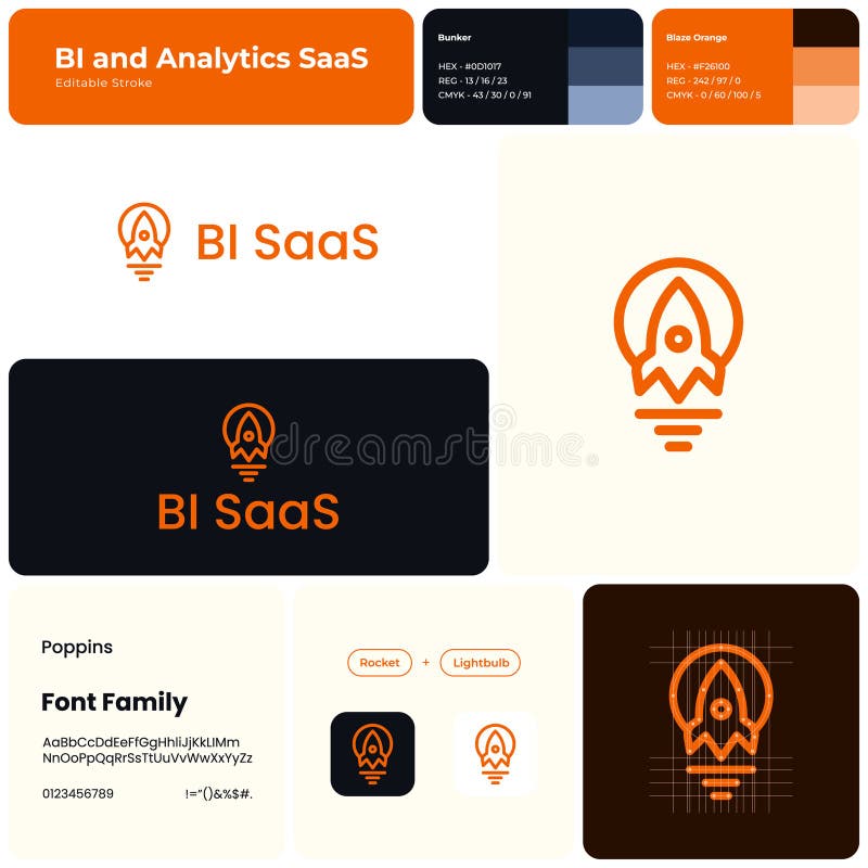 BI and Analytics SaaS Template Rocket and Lightbulb Logo Stock Vector ...