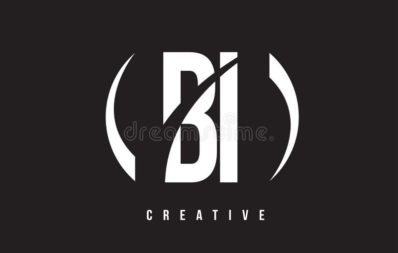 BI B I White Letter Logo Design with Black Background. Stock Vector ...