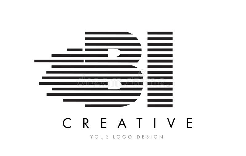 BI B I Zebra Letter Logo Design with Black and White Stripes Stock ...