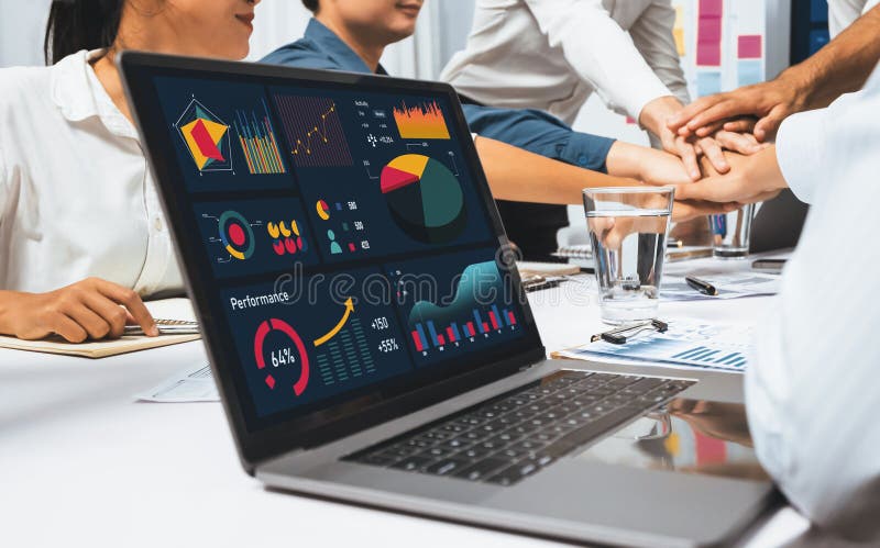 Bi Dashboard Display Laptop Monitor Teamwork Background Prudent Stock ...