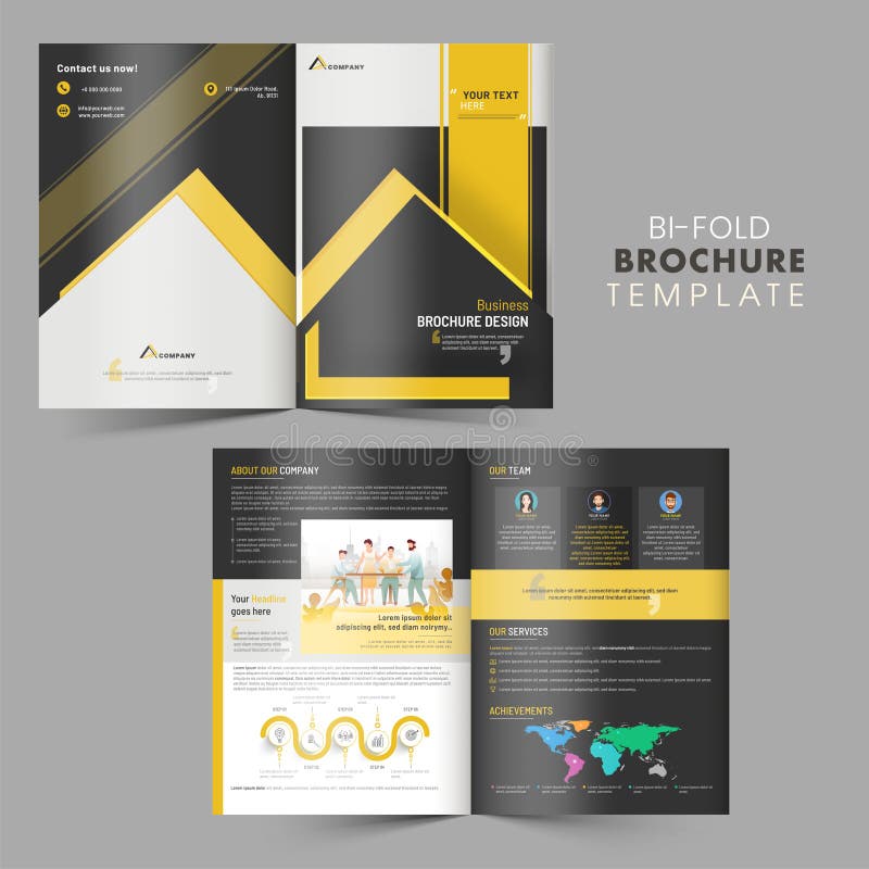 Bi-Fold Brochure, Template or Cover Page Layout in Front and Back View ...